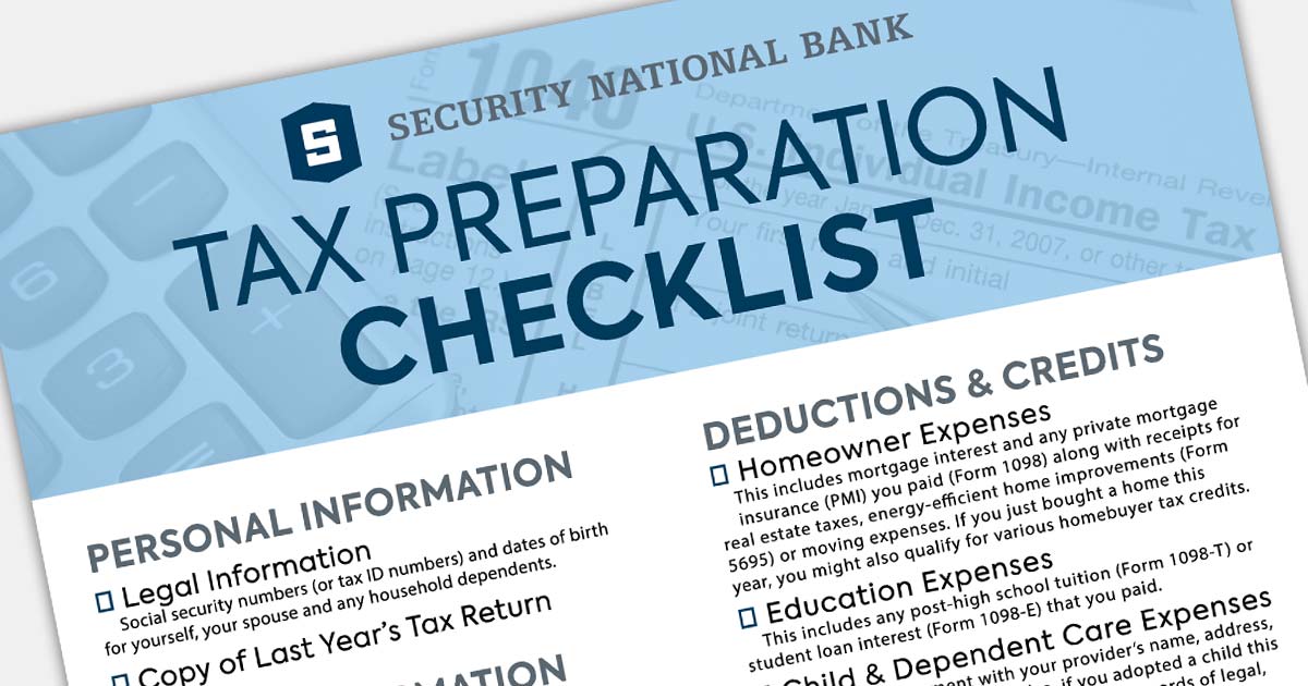 A Checklist What Documents You Need To Prepare Your Taxes